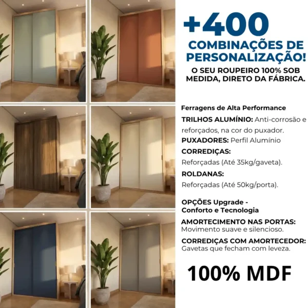 Guarda-Roupa Sob Medida 2 Portas de Correr Essenza